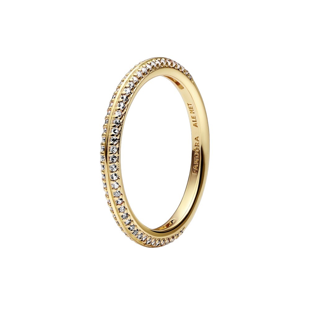 PANDORA 169679C01-44 Anillo chapado en oro de 14k con circonitas ...