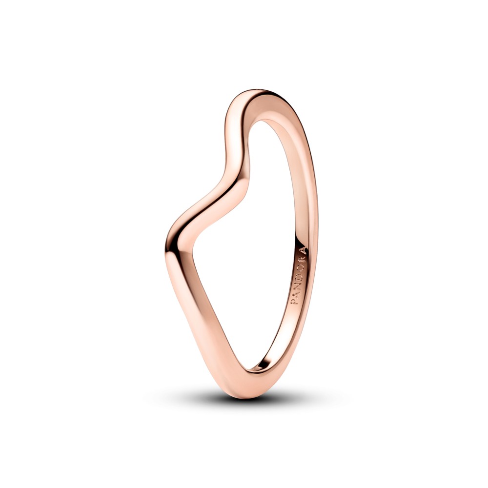 PANDORA 183095C00-48 Anillo Wave con baño de oro rosa de 14k