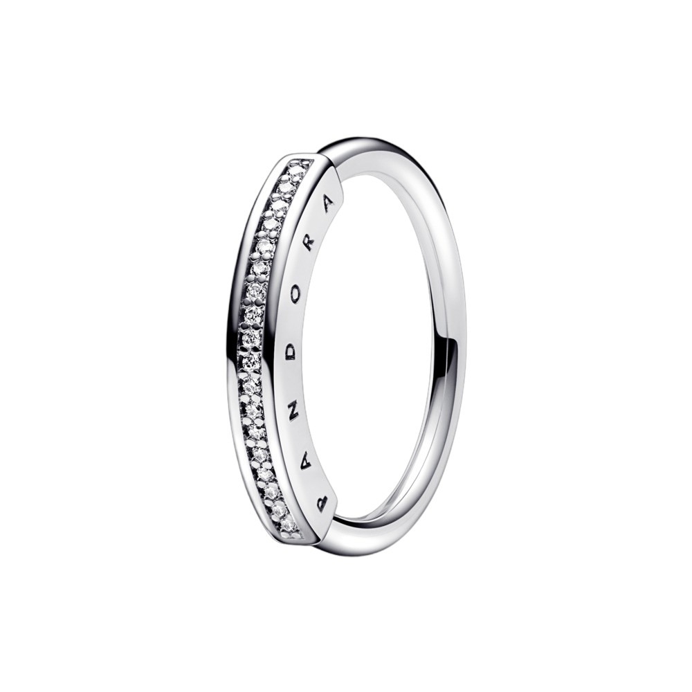 PANDORA 192283C01-48 Anillo de plata de ley con el logotipo de Pandora ...