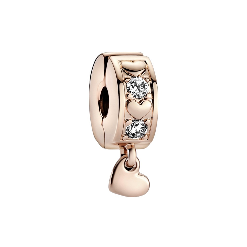 PANDORA 782253C01 Clip de corazón chapado en oro rosa de 14k con ...