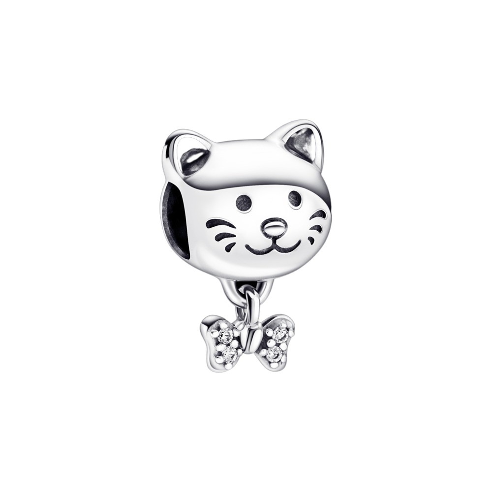 PANDORA 792255C01 Charm gato en plata de primera ley con circonita ...