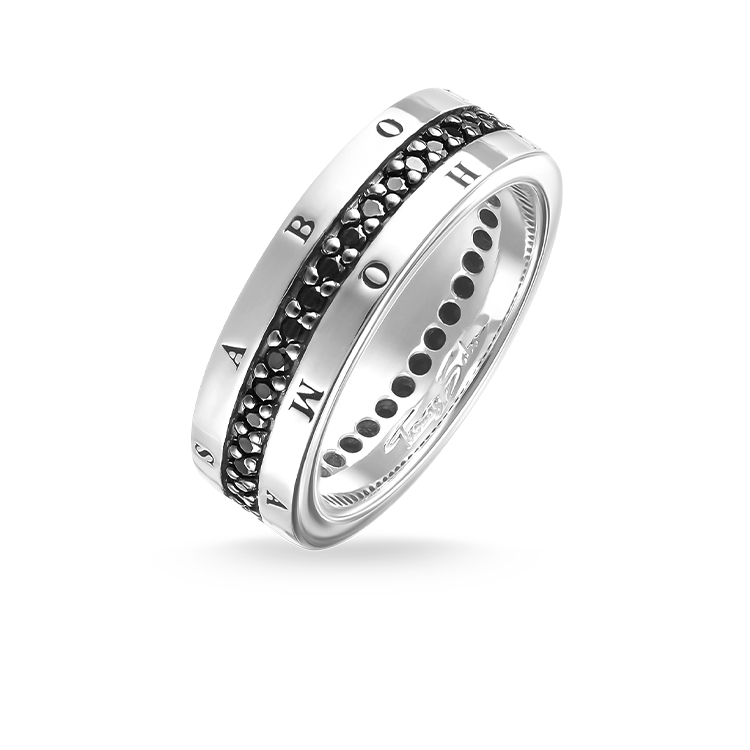 Thomas Sabo Men‘s ring 925 Sterling silver/ zirconia black